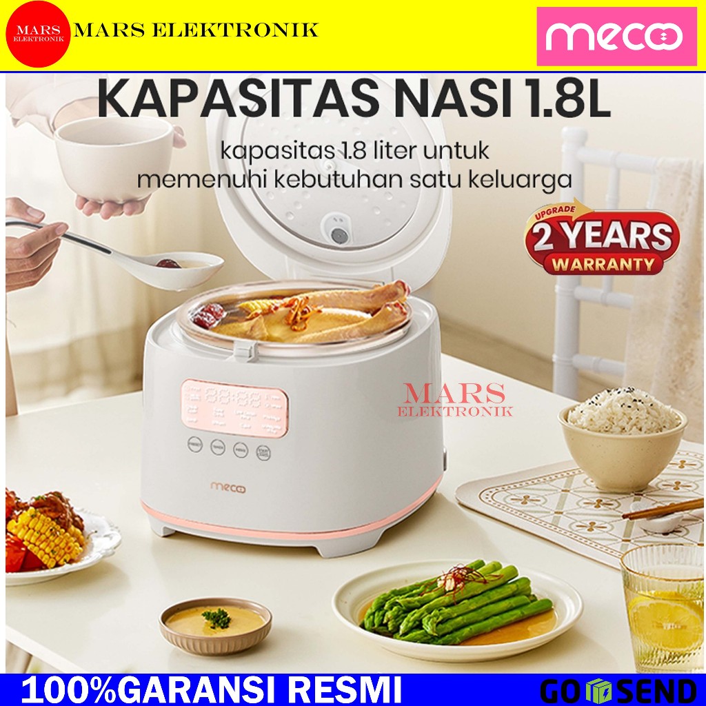 MECOO MC2002 Most Aesthetic Rice Cooker 1.8L - Sakura Pink, Milky White ...