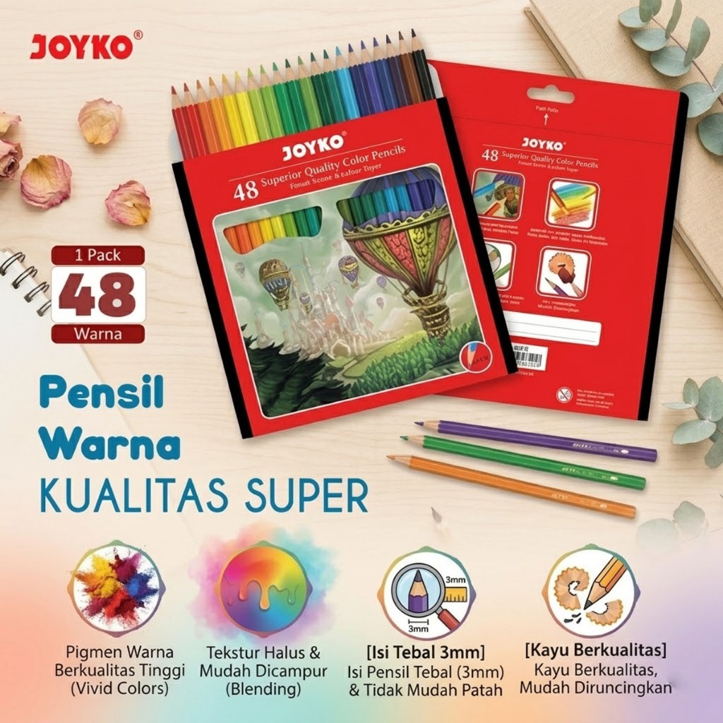 Harga Pensil Warna Lengkap 48 Warna Joyko Terbaru Jun 2026 | BigGo ...