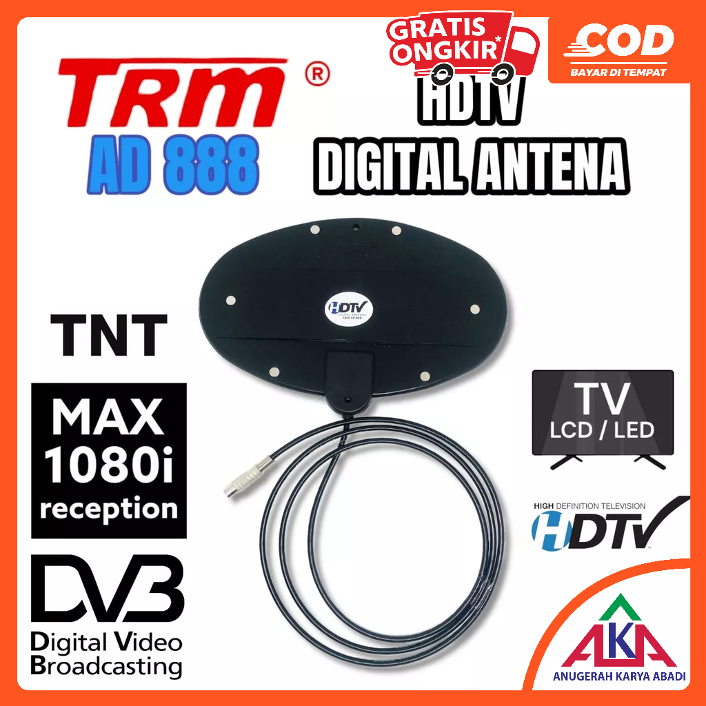Jual Antena HD TV Digital Indoor TRM AD 888 Antena Tempel Dalam Full HD DVB T2 | Shopee Indonesia