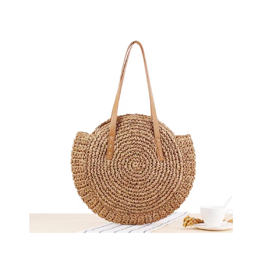 Jual Tas bahu bulat sederhana/tas jerami/tas anyaman/tas pantai/tas ...