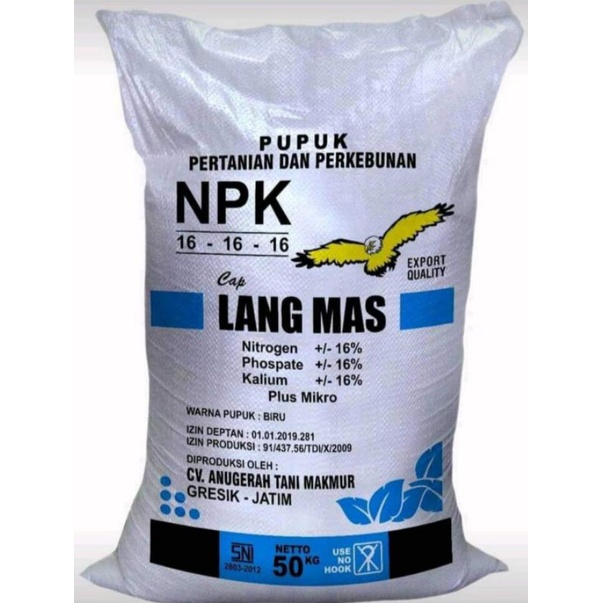 Jual Pupuk Pembenahan NPK 16 16 16 Cap Lang Mas 50 kg NPK 16 16 16 Pupuk NPK 50kg | Shopee Indonesia