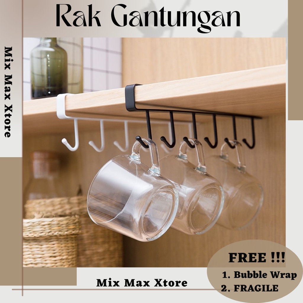 Jual Rak Gantungan Peralatan Dapur Besi Model Hook - Black / Rak Dapur ...