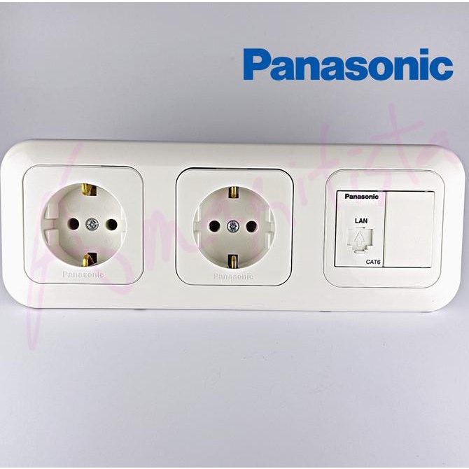 Jual Panasonic Double Stop Kontak + LAN CAT6 & Blank Chip with 3-Gang ...