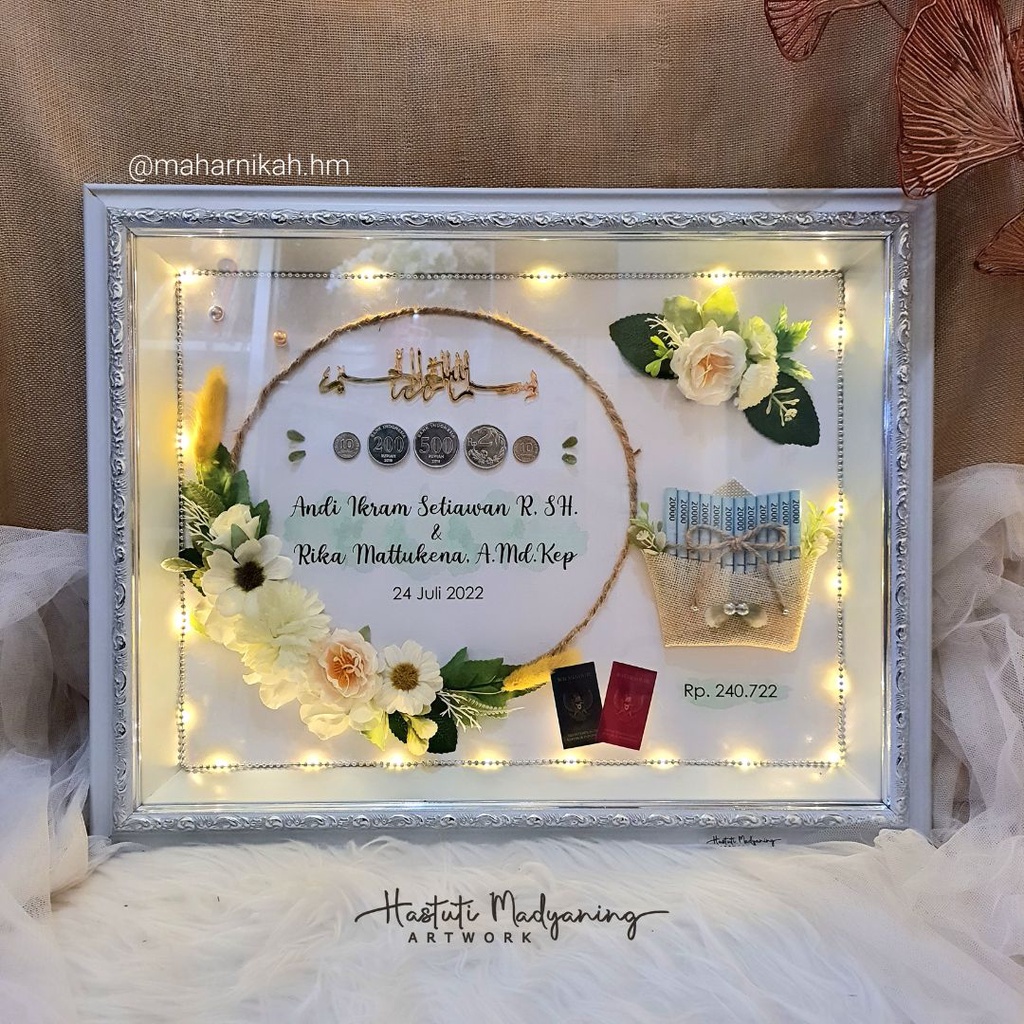 Jual 30x40cm HMTulus Mahar Pernikahan Rustic Murah Bingkai Frame 3D ...