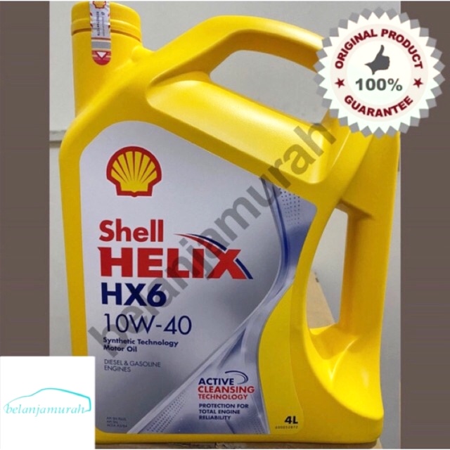 Jual Oli Shell Helix HX6 SAE 10w-40 Galon / 4 Liter 100% ASLI | Shopee ...