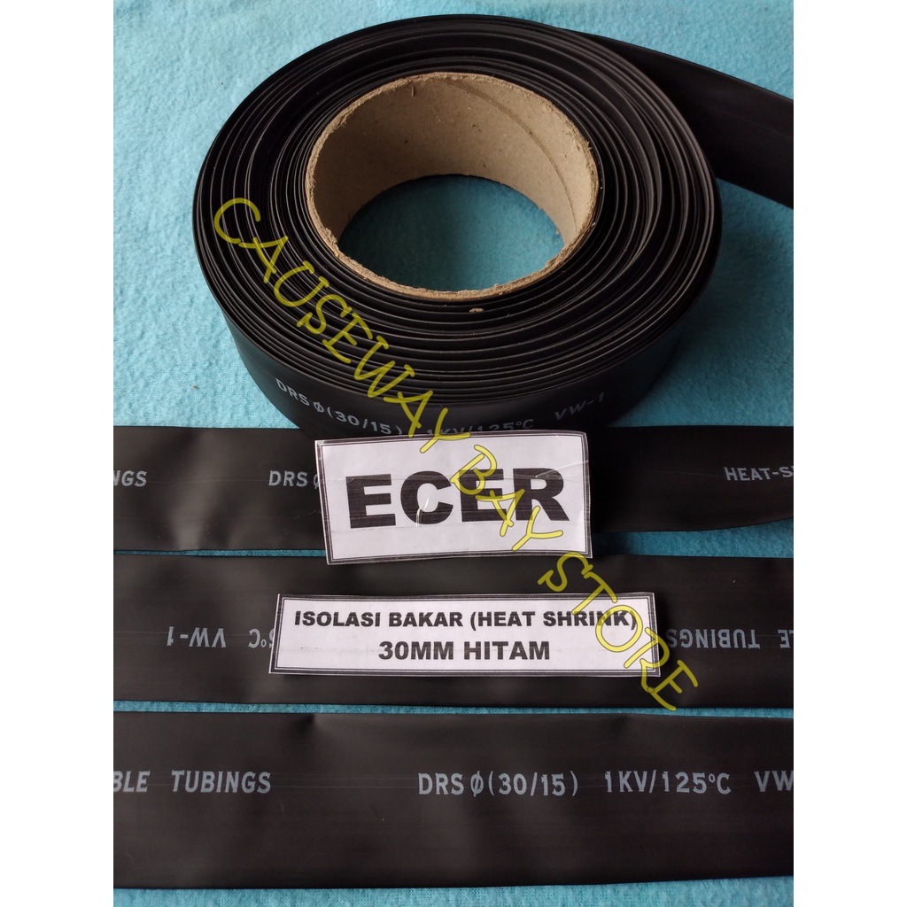 Jual ISOLASI BAKAR ( HEAT SHRINK ) 30MM HITAM ECERAN (HARGA PER METER ...