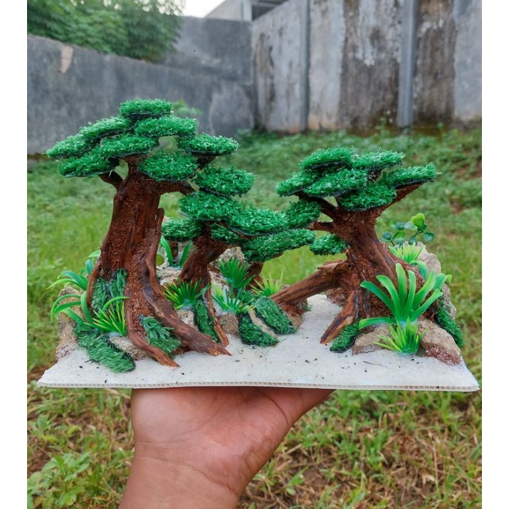 Jual Hiasan aquarium aquascape tema hutan mini tanaman sintetis untuk ...