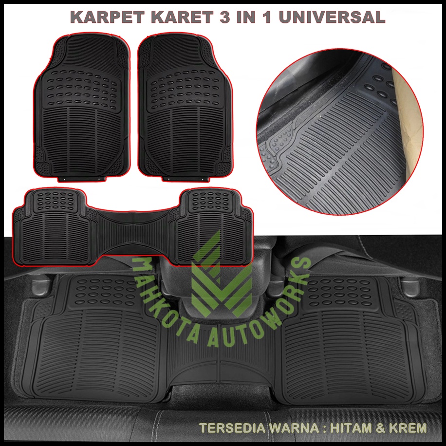 Jual Karpet Mobil Karet Universal 3 in 1 Depan Belakag Tebal 3D Texture ...