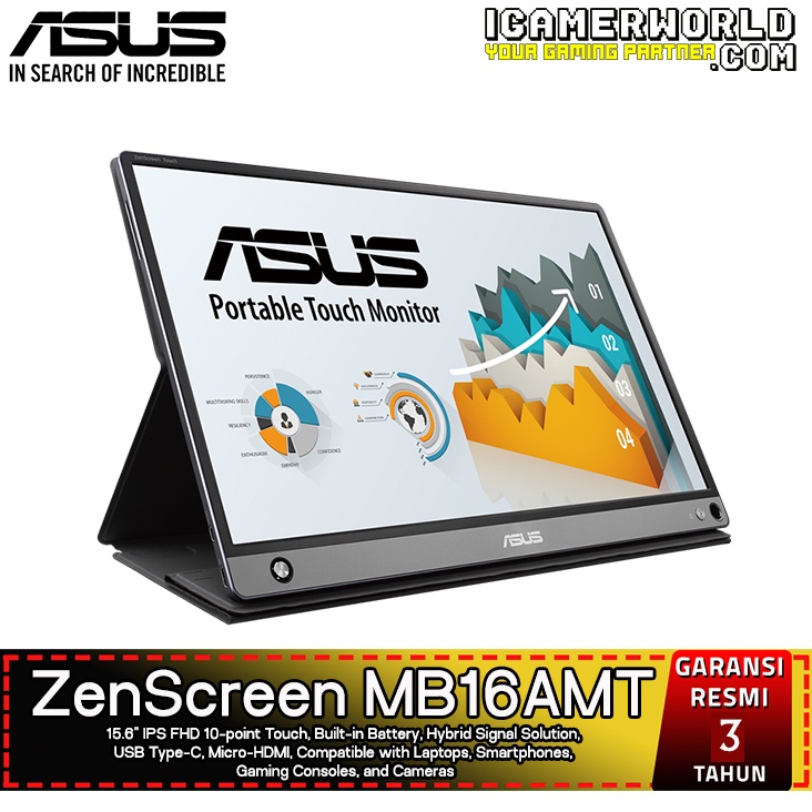 Jual Asus ZenScreen MB16AMT 15.6" IPS FHD 10 Point Touch Portable ...