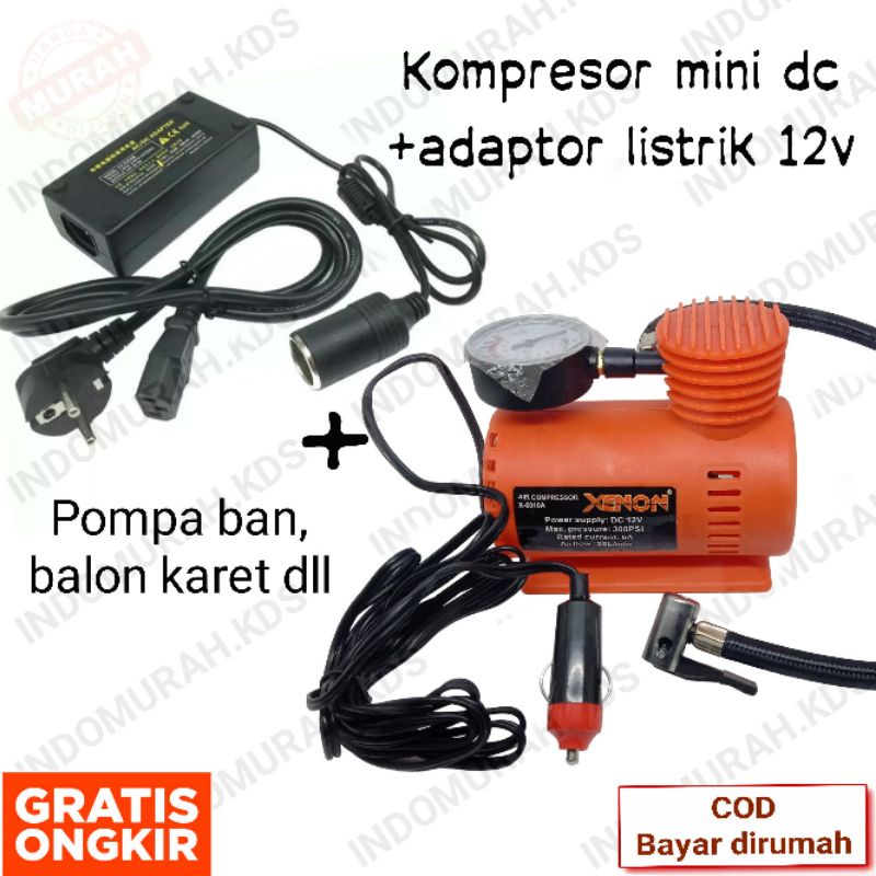 Jual [bisa bayar COD] mini Air Compressor DC xenon 300 psi + Adaptor ...