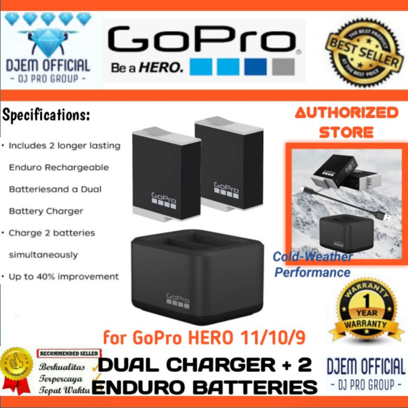 Jual GoPro DUAL BATTERY CHARGER + ENDURO Batteries Rechargeable Set for ...