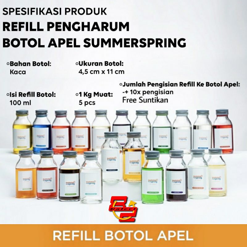 Jual Refill Botol Apel Summer Spring 100ml / Pengharum Botol Apel ...