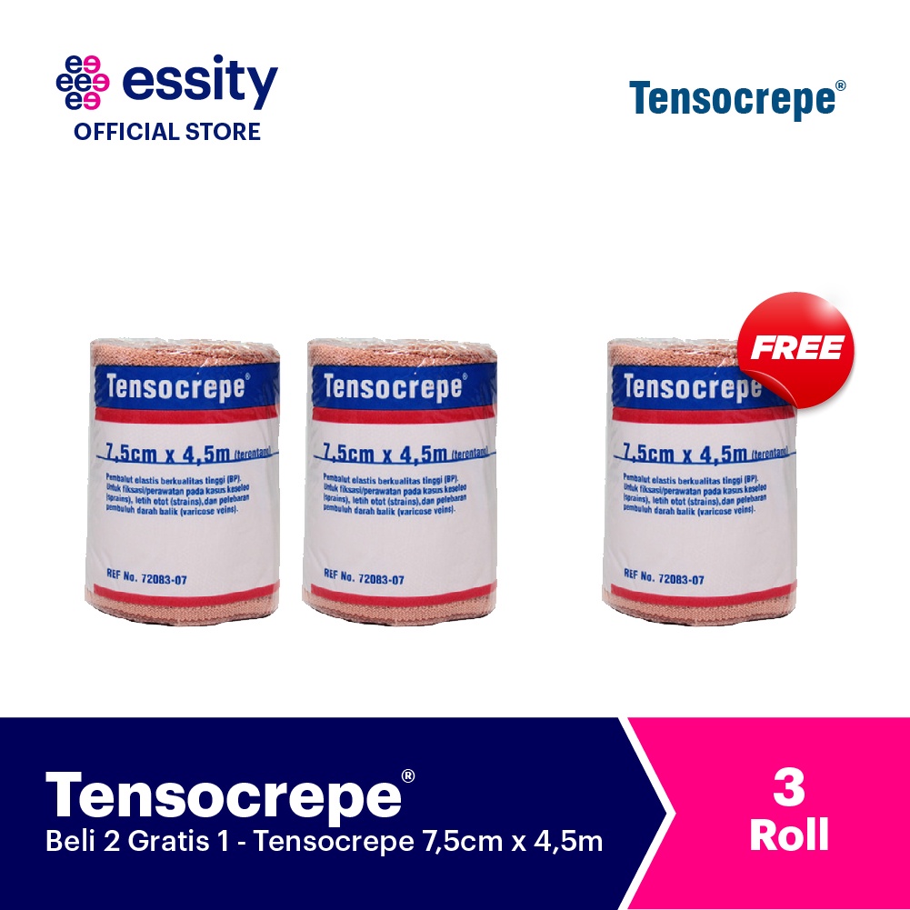 Jual BUY 2 GET 1 - Tensocrepe - perban elastis 3`(7.5cm x 4.55 m ...