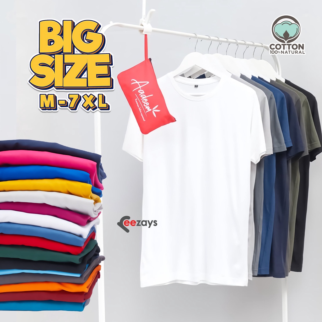 Jual KAOS POLOS BIG SIZE PRIA WANITA BAHAN CATTON UKURAN S M L XL 2XL 3XL 4XL 5XL 6XL 7XL LENGAN ...