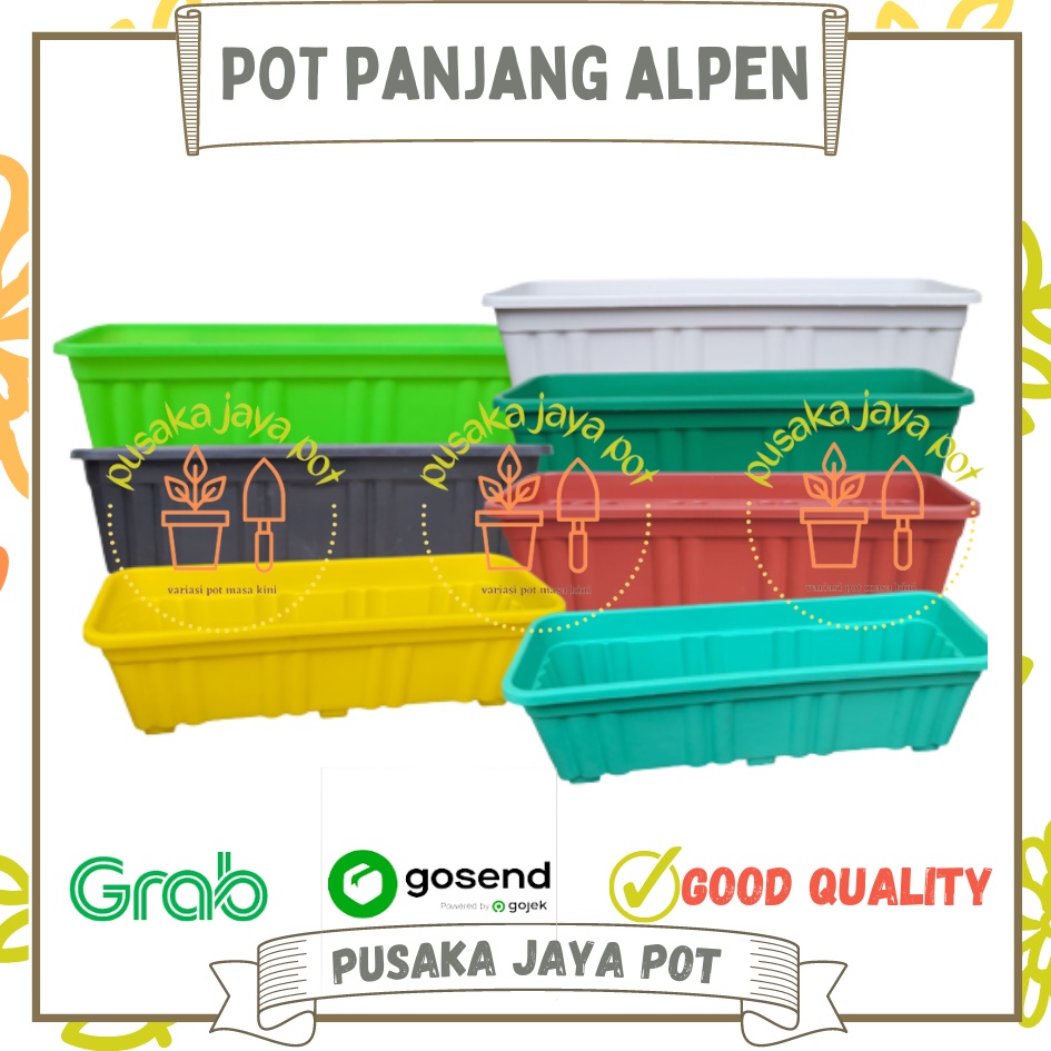 Jual Pot Panjang Alpen 50 Putih Hitam Hijau Coklat Merah Bata Pot Bunga ...