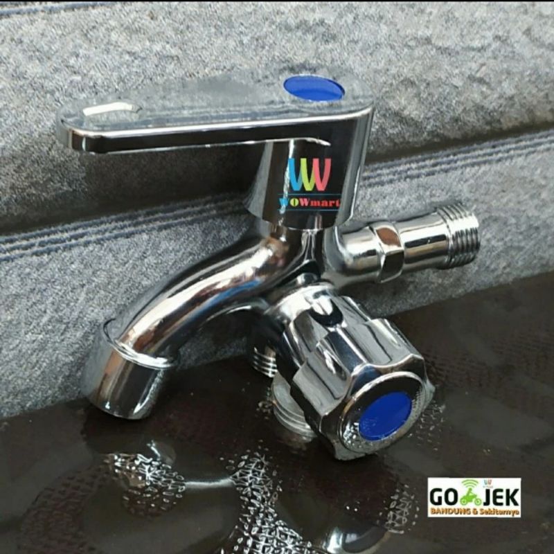 Jual Kran Air Double Cabang 1/2 " Inch Inci Stainless Dobel Jet Shower ...