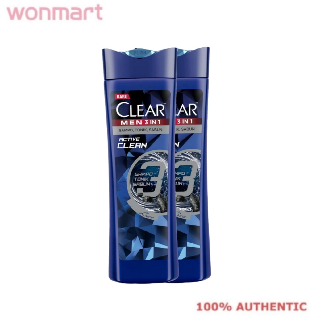 Jual Clear Men 3-In-1 Shampo Active Clean Bottle 160ml | Shopee Indonesia