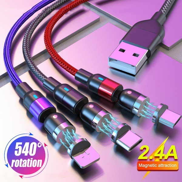 Jual Magnetic Charger Cable 3 in 1 Iph/lightning Micro Type-C USB Kabel ...