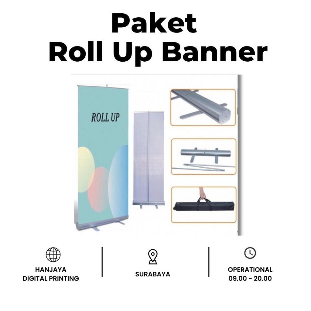 Jual CETAK + RANGKA ROLL UP BANNER STAND 60X160 - BAHAN VYNIL | Shopee Indonesia