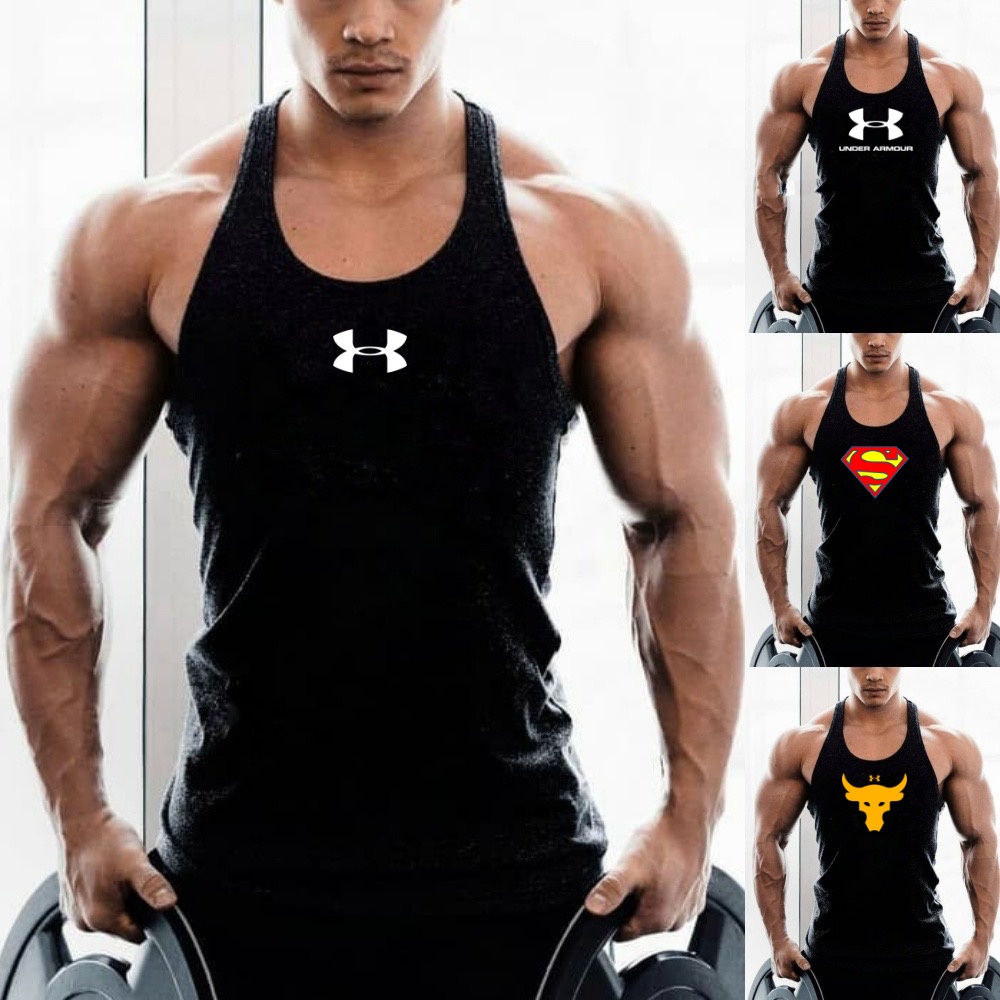 Jual TANK TOP SINGLET OLAHRAGA PRIA FITNESS SPANDEK PRIA COWOK THE ROCK ...