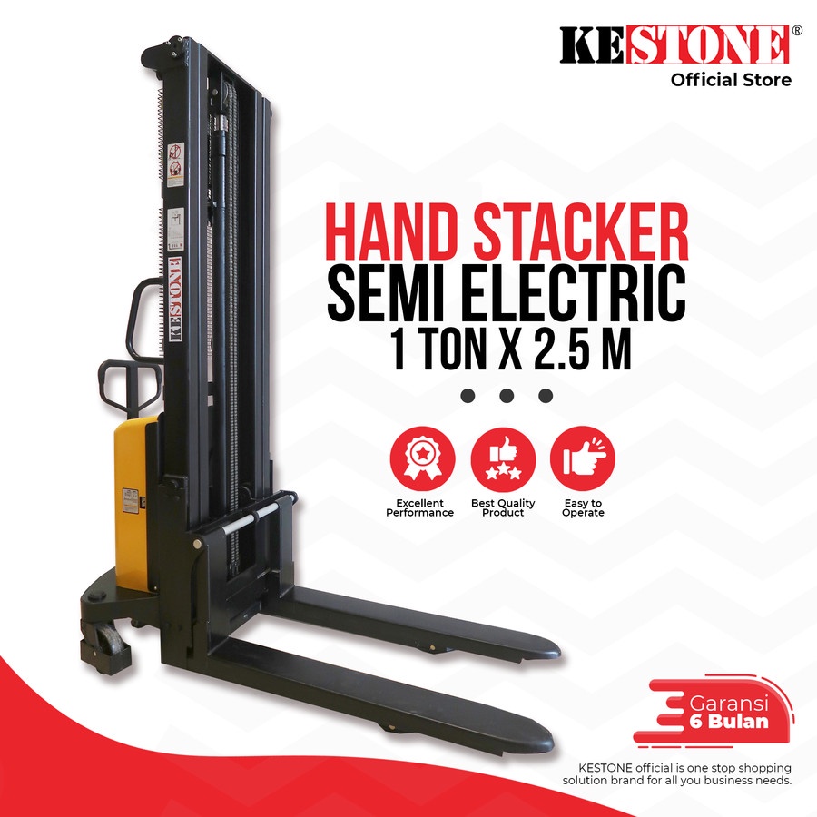 Jual Hand Stacker Semi Eletric 1 Ton x 2,5 Meter - Hand Lift Semi ...