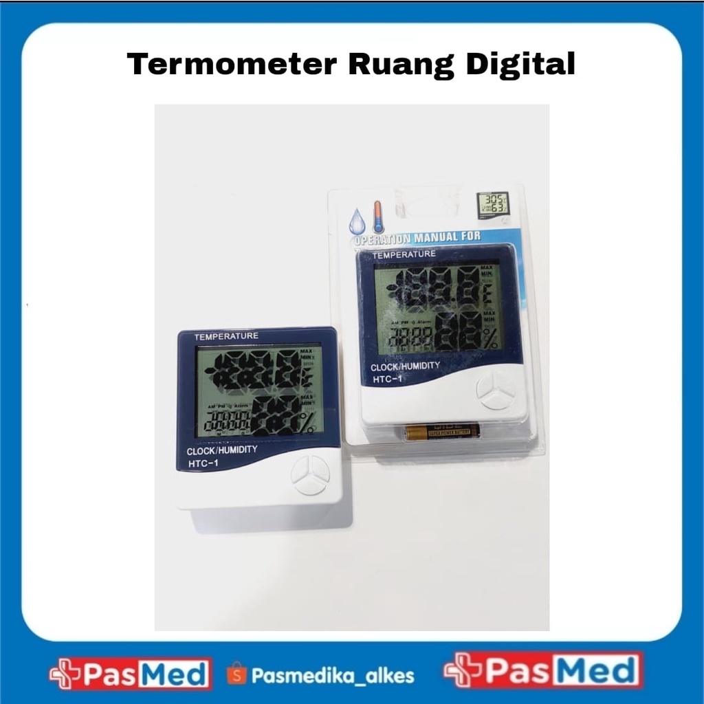 Jual HTC-1 Hygrometer Termometer Ruangan Digital Jam Thermometer Indoor ...