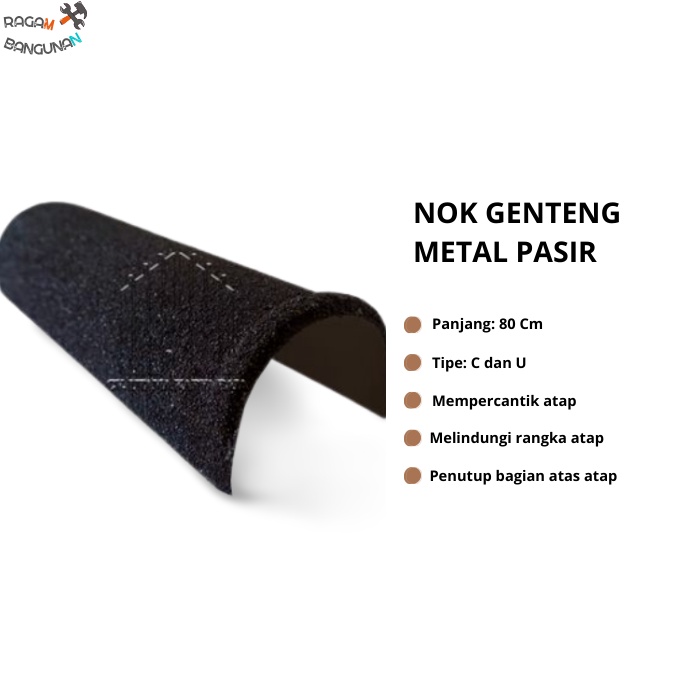 Jual Nok Genteng Metal Pasir Tipe C-U Panjang 80 cm | Shopee Indonesia