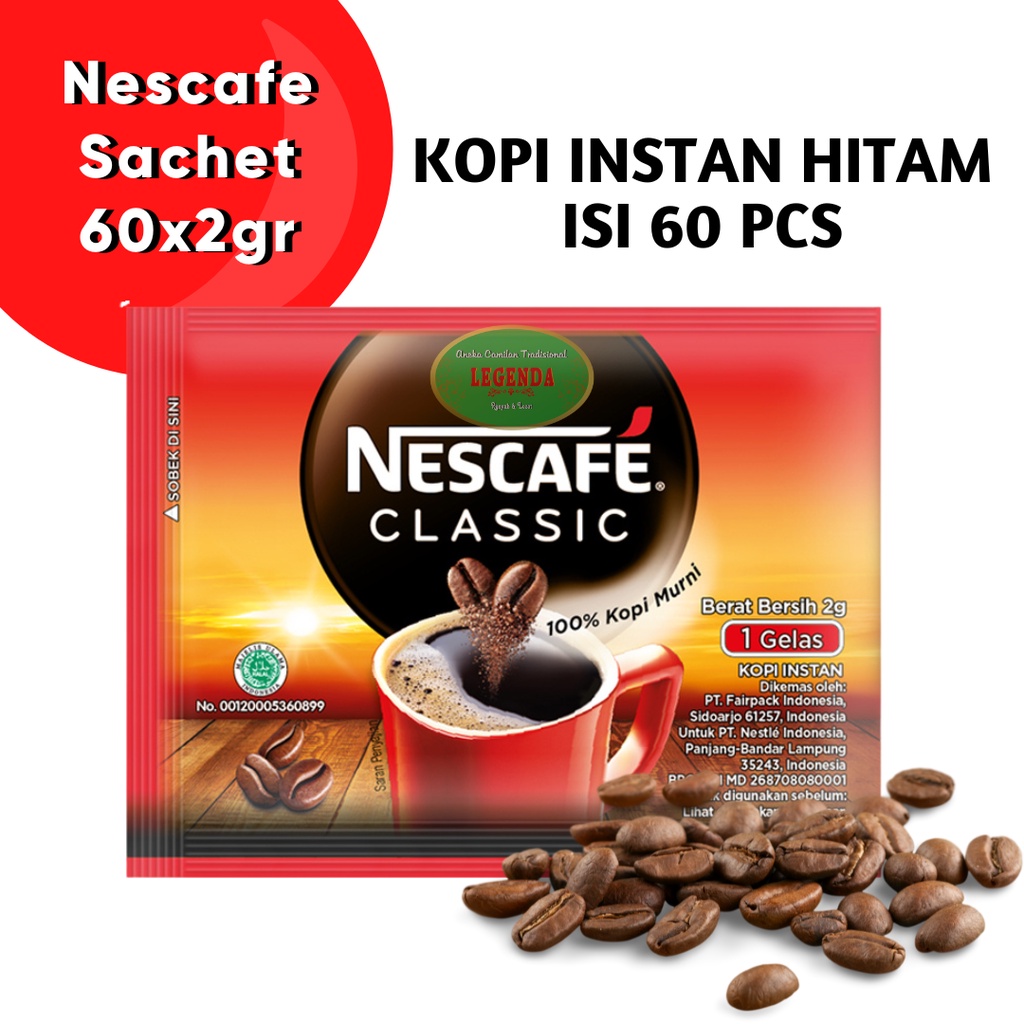 Jual NESCAFE Classic Sachet isi 60 x 2gr kopi hitam instan | Shopee ...