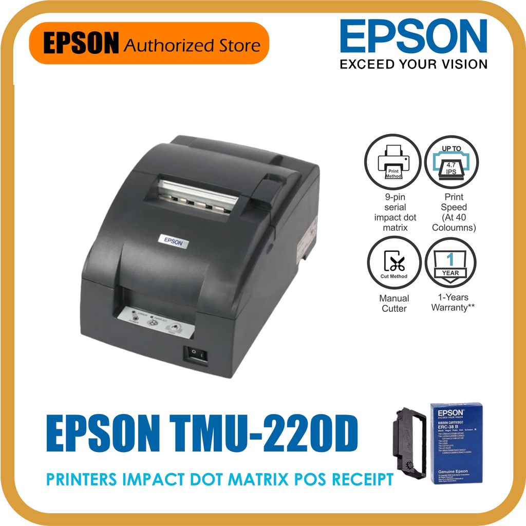 Jual Printer EPSON TMU-220 Manual Cutter Dot Matrik USB LAN Serial ...