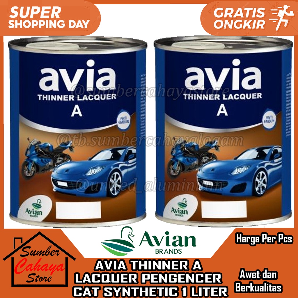 Jual THINNER TINER AVIAN AVIA A 1 LTR THINNER LACQUER PENGENCER CAT ...