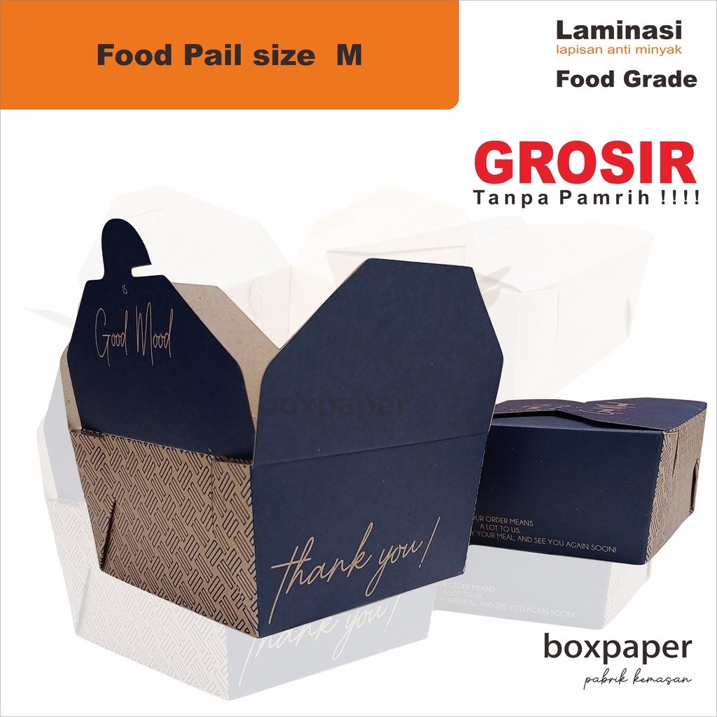 Jual Food Pail size M Kemasan Makanan / Paper Lunch Box Lamiansi Murah ...