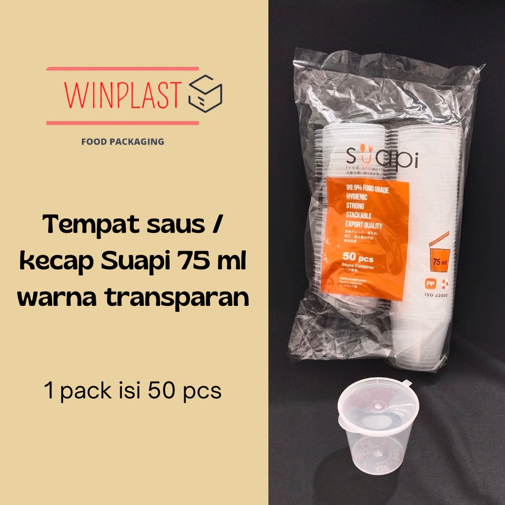 Jual Tempat saus / kecap plastik Suapi PP 75 ml warna transparan 1 pack ...