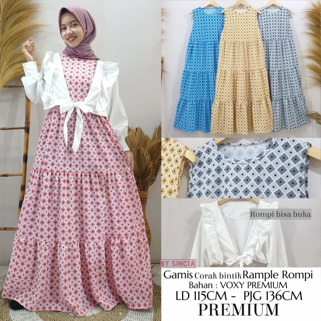 Jual Gamis Rompi Lepas Corak SEGI KOTAK Rample 3 susun LINGKAR DADA 110 ...