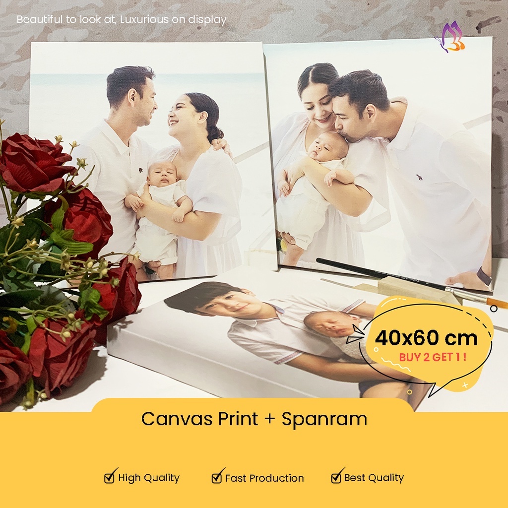 Jual Cetak foto kanvas 40x60cm 16R/Canvas photo print + spanram ...