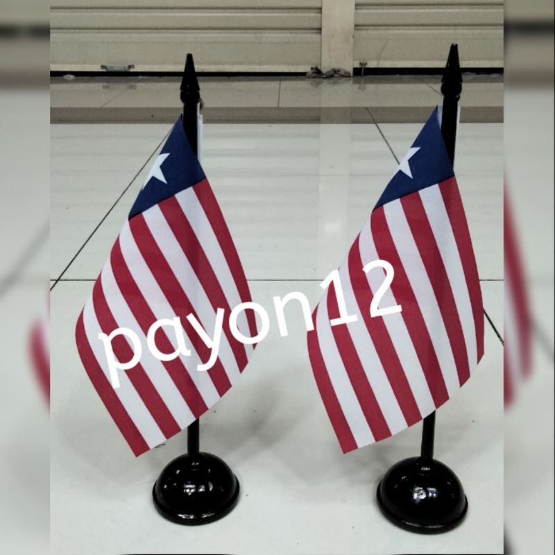 Jual tiang bendera kayu meja bendera LIBERIA | Shopee Indonesia