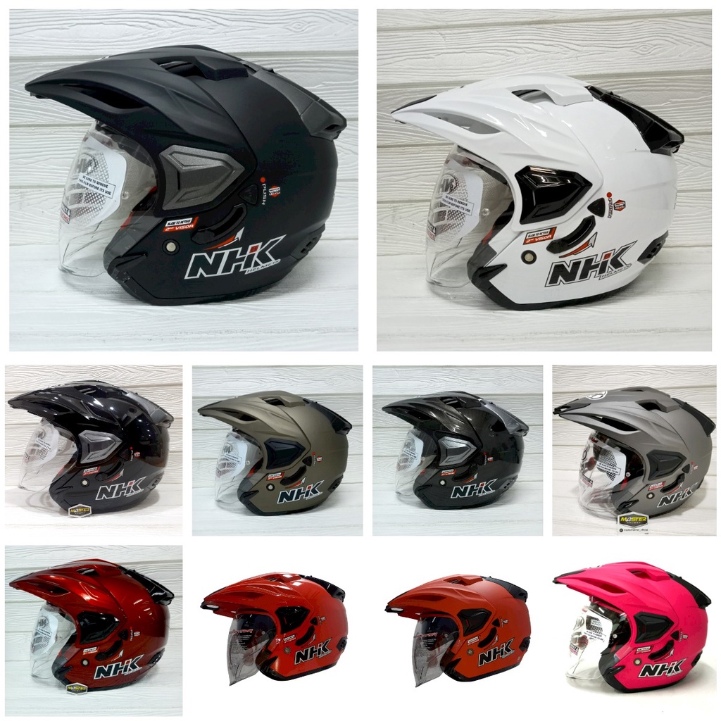 Jual HELM NHK PREDATOR CRYPTON SOLID BLACK DOFF | Helm NHK DOUBLE VISOR ...