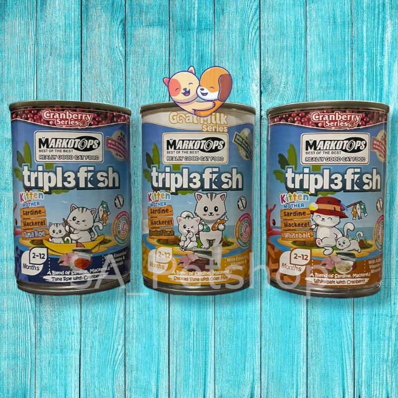 Jual Markotops Triple Fish Kittens Wet Food Kaleng 400 Gram | Shopee ...