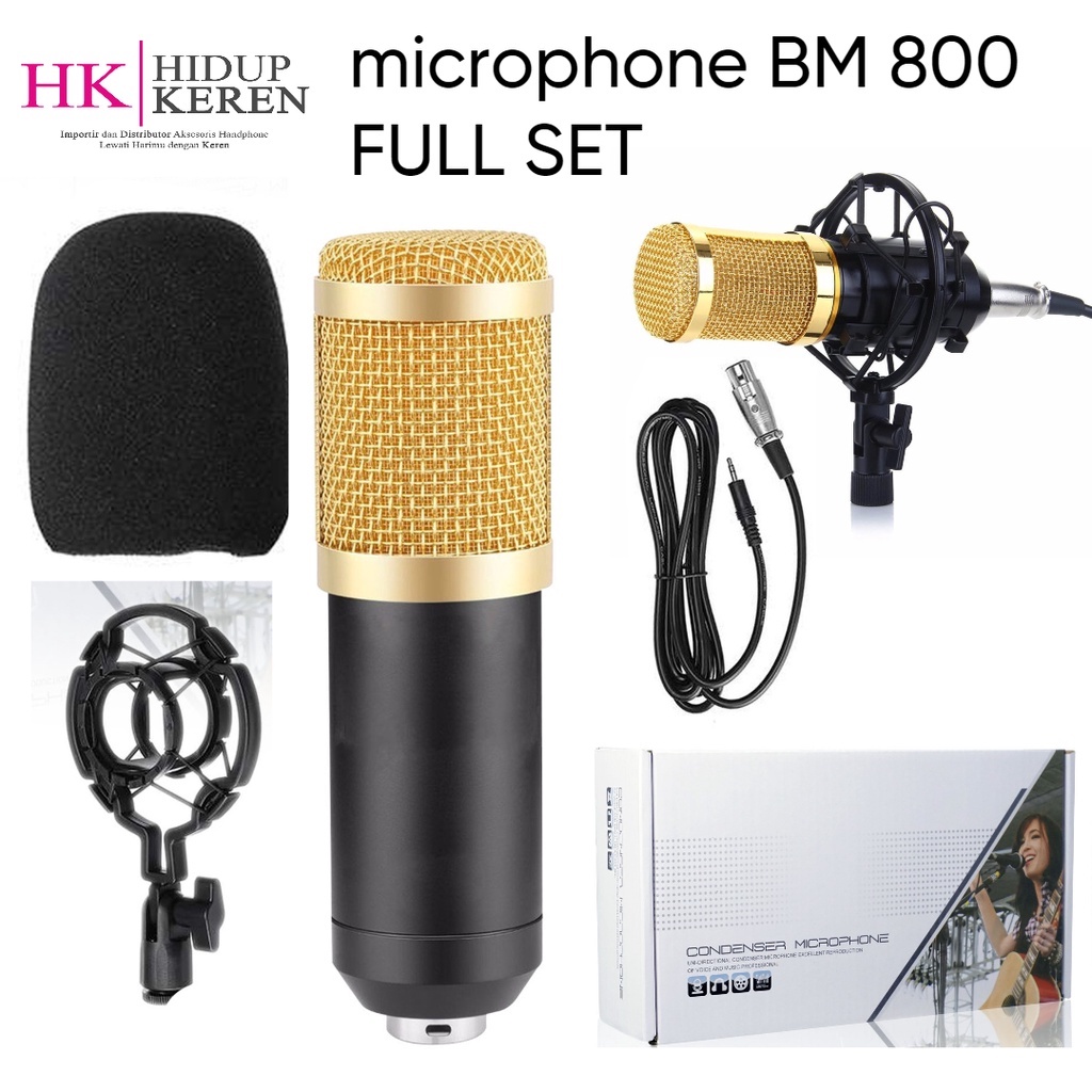 Jual Mikrofone Condenser BM 800 Microphone Recording Metal Shock Mount ...