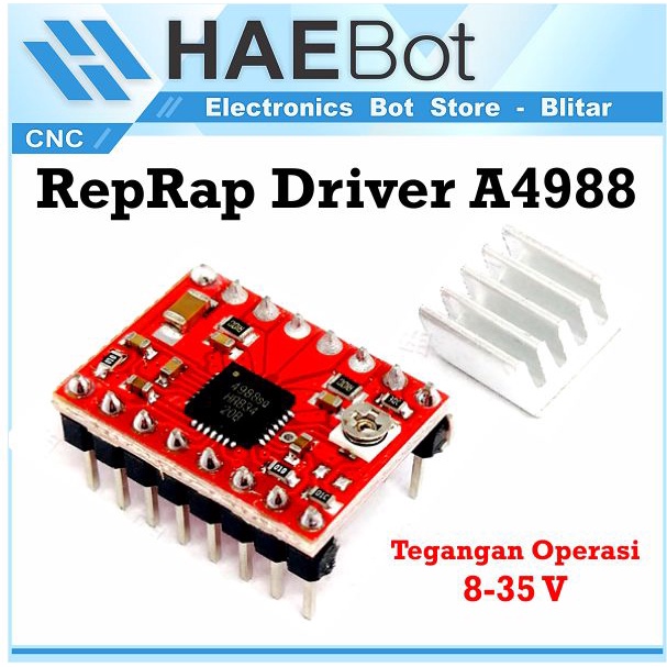 Jual [HAEBOT] RepRap Motor Driver A4988 Module CNC Shield Arduinoo 3D Printer Pengendali Stepper ...