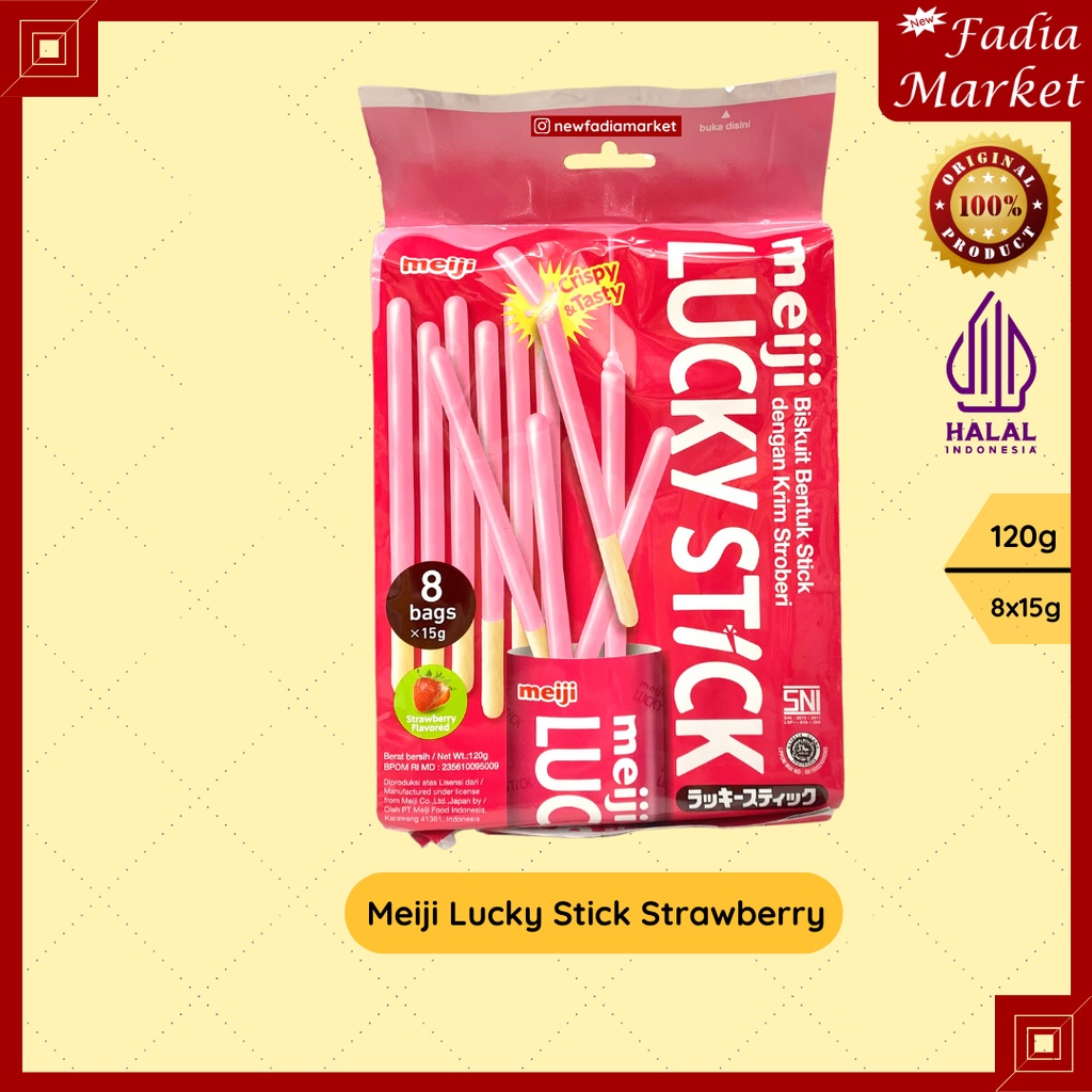 Jual Meiji Lucky Stick Snack Panjang Strawberry [120g - 8x15g] | Shopee ...