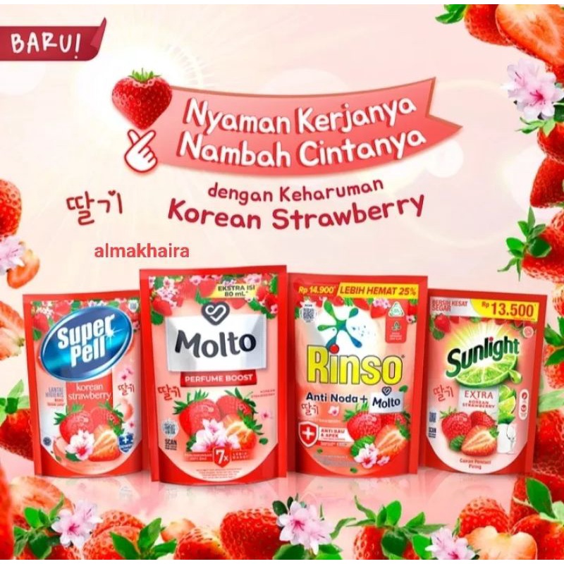 Jual SUNLIGHT Sabun Cuci Piring Korean Strawberry 560ml (FREE SPONS ...