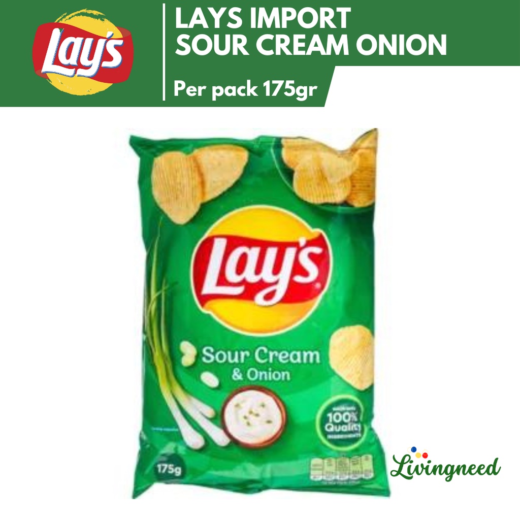 Jual Lays Import Sour Cream Onion Potato Chips 175gr Snack Import Eropa ...