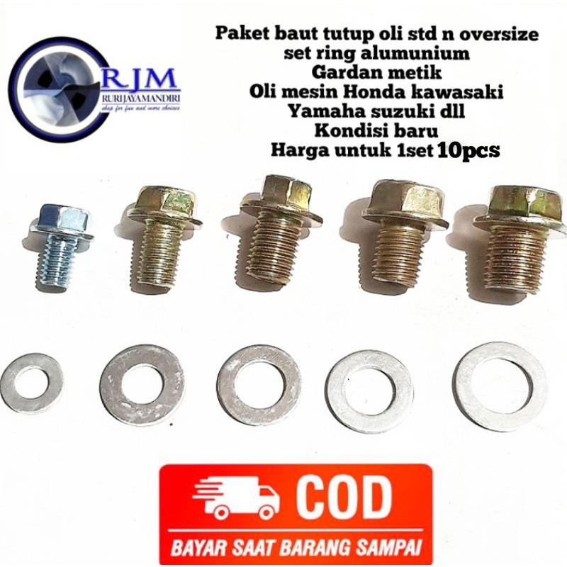 Jual Paket 5set baut tutup oli std n oversize set ring alumunium Gardan ...