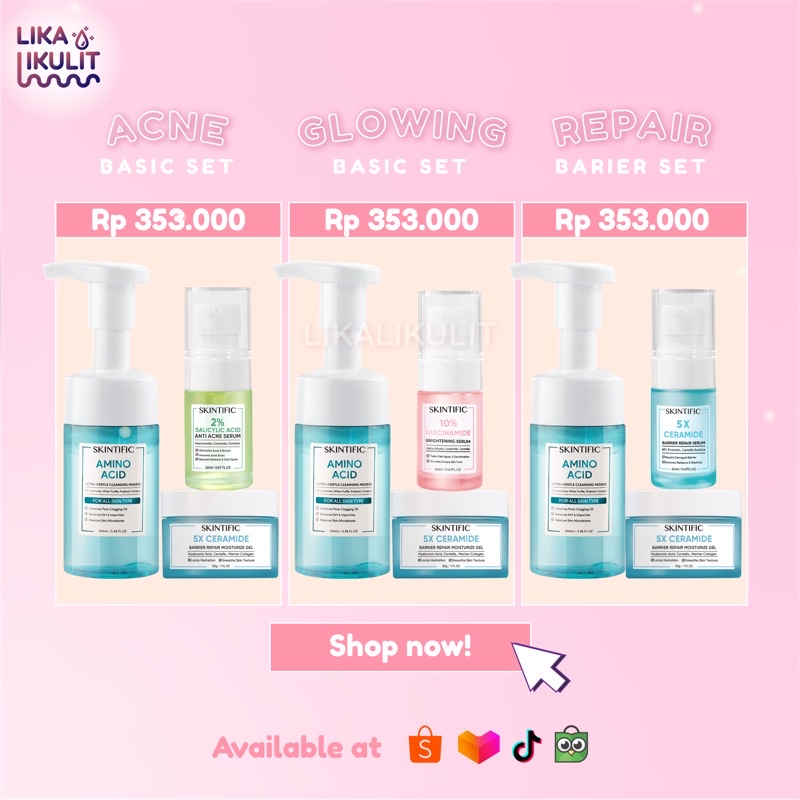 Jual [READY] SKINTIFIC BUNDLE 3PCS SET WITH AMINO ACID / SKINTIFIC ...