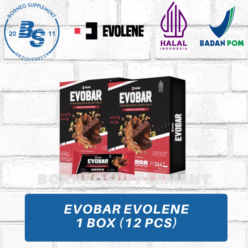 Jual Evolene Evobar 1 Box 12 Sachet Protein Bar Halal BPOM | Shopee ...