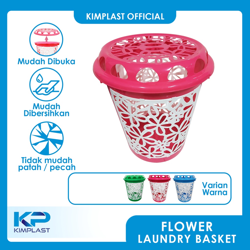 Jual KIMPLAST Flower Laundry Basket / Keranjang Baju / Keranjang ...