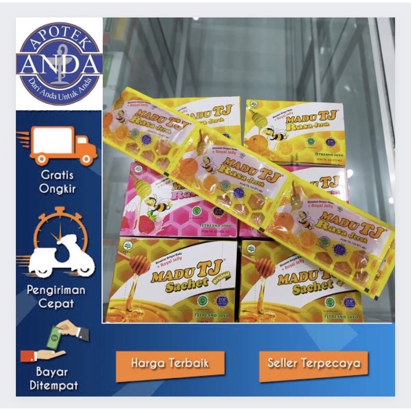 Jual Madu TJ SACHET 1 Box isi 12 Rasa Original - Jeruk - Strawberry ...