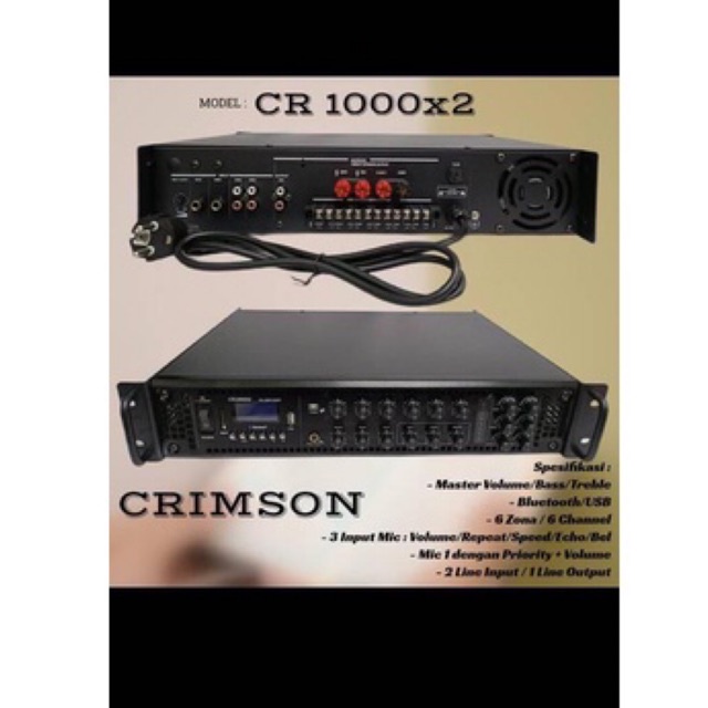 Jual Amplifier Crimson CR1000x2 Bluetooth Usb dan Bell Original | Shopee Indonesia
