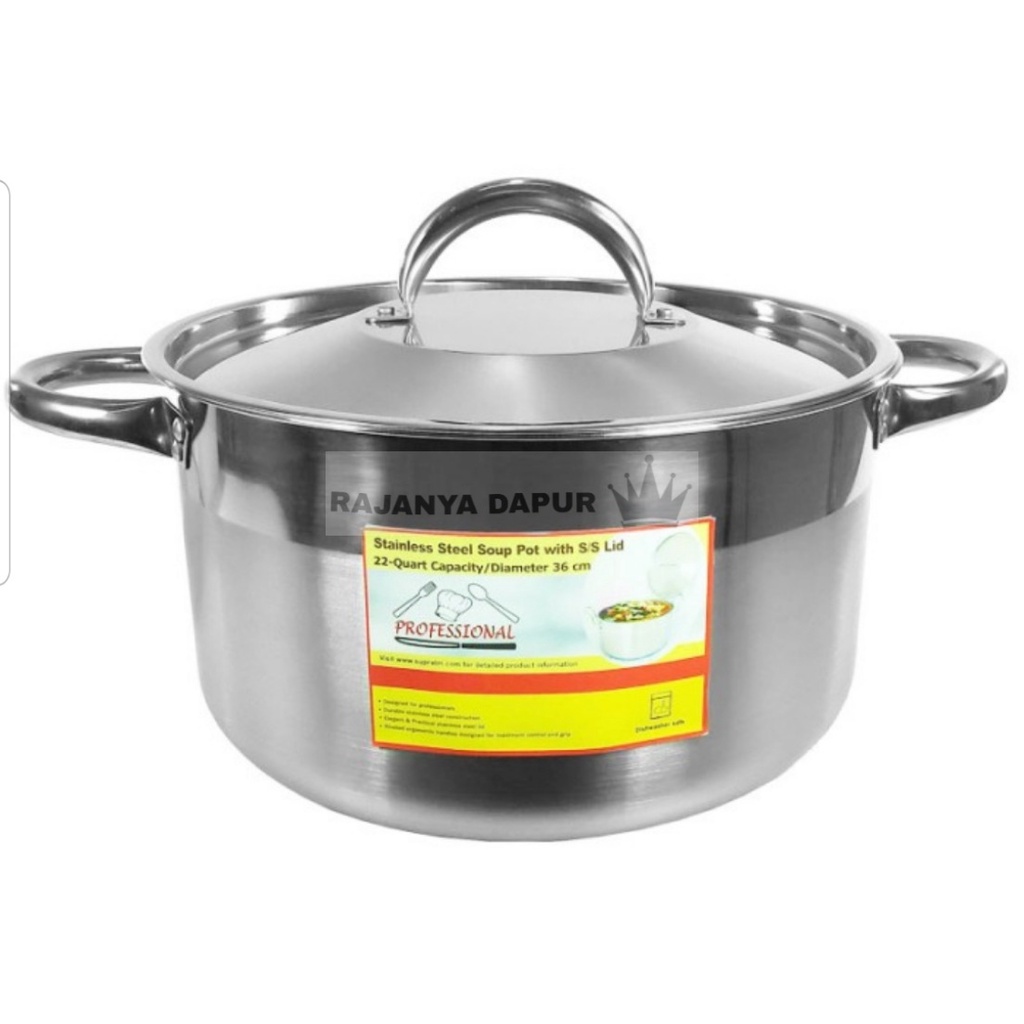 Jual Panci supra stainless soup pot 10Qt - panci kompor induksi - panci ...