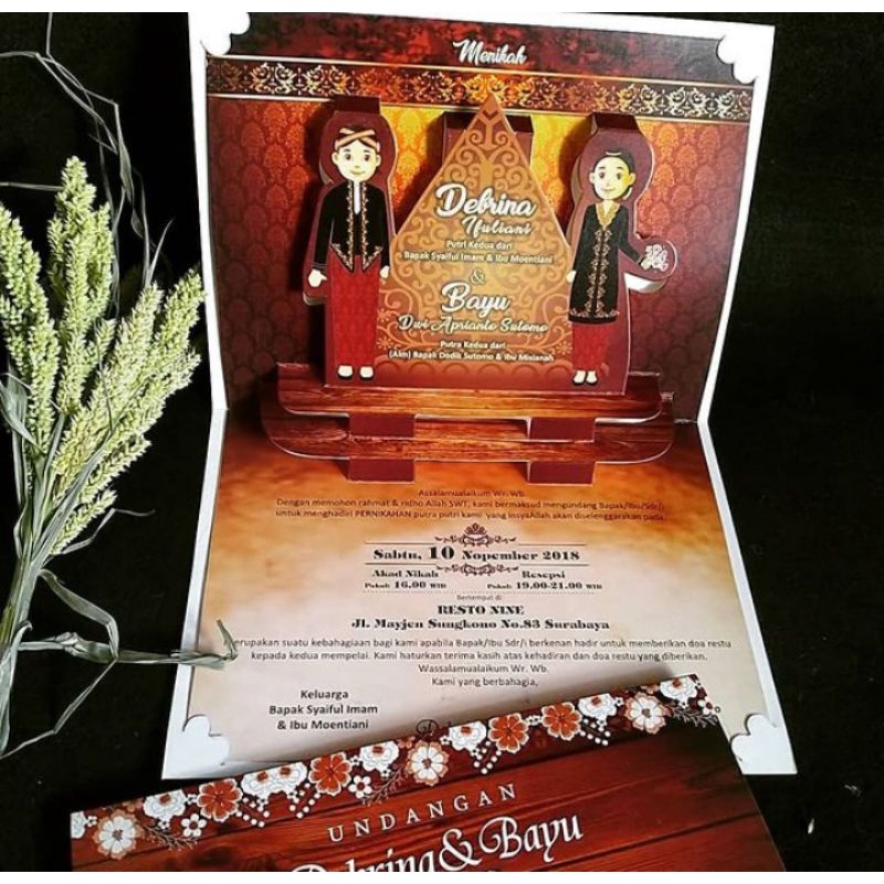 Jual undangan pernikahan murah pop up wayang laminasi doff | Shopee ...